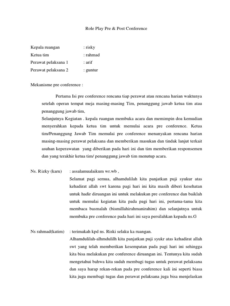 Role Play Pre Dan Post Conference Management | PDF