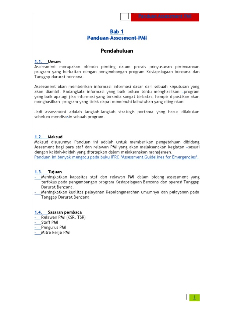 Panduan Assessment untuk PMI | PDF