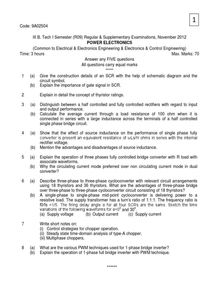 9A02504 Power Electronics | PDF | Power Electronics | Rectifier
