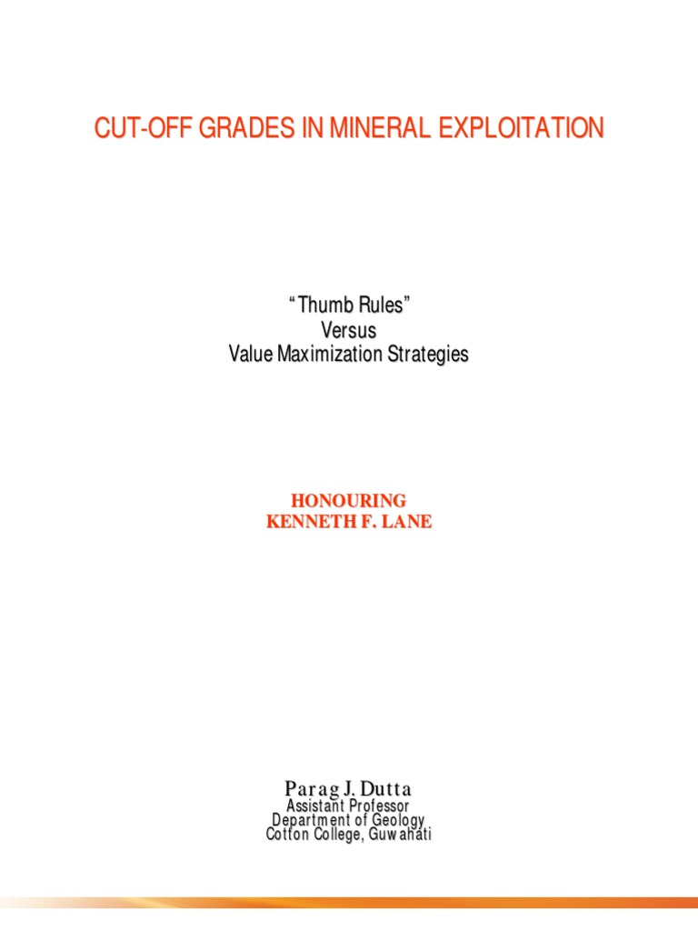 CutOff Grades in Theory & Practice | PDF | Mining | Mathematical Optimization