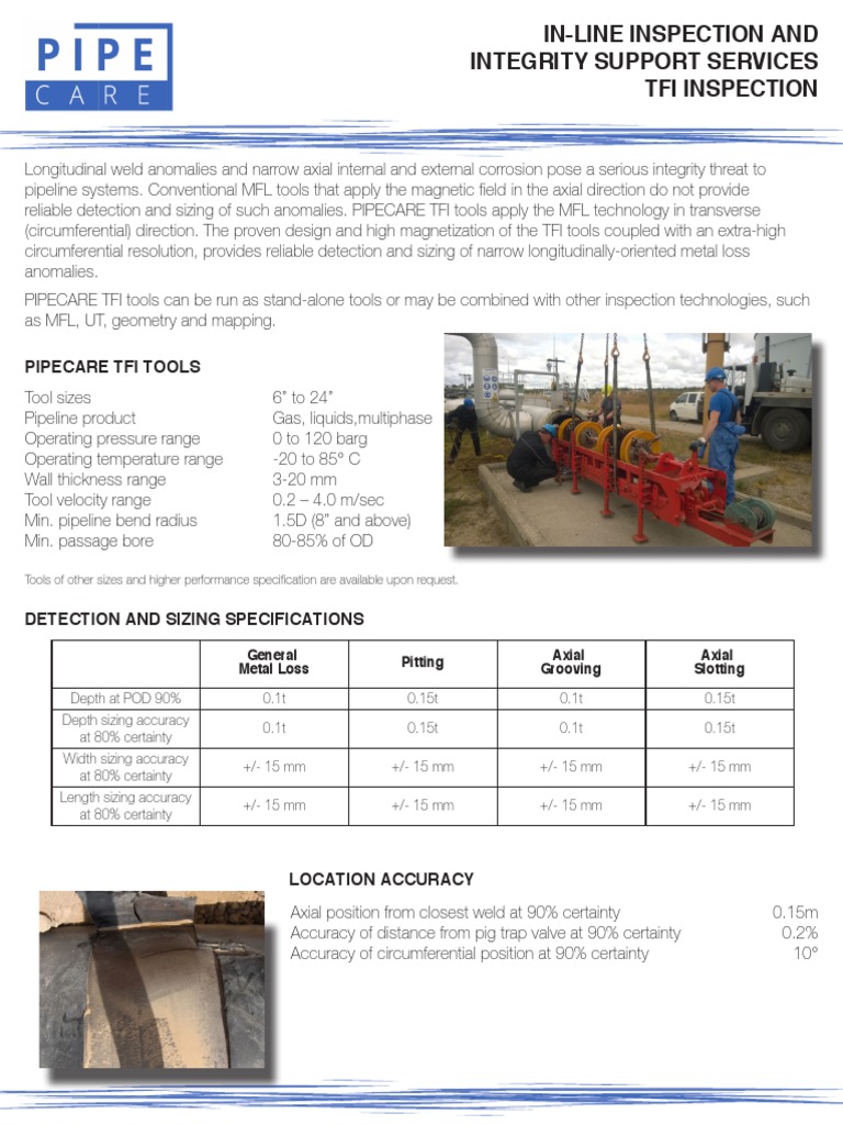 PIPECARE - TFI and UT Inspection PDF | PDF | Pipeline Transport | Welding