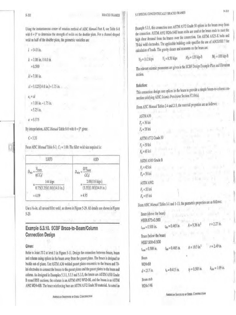 AISC SDM-SCBF Connection Example | PDF