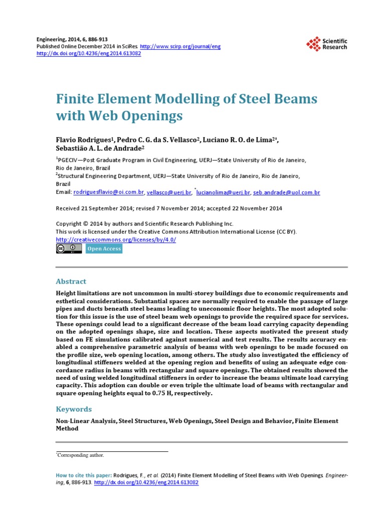 Finite Element Modelling of Steel Beams With Web Openings | PDF ...