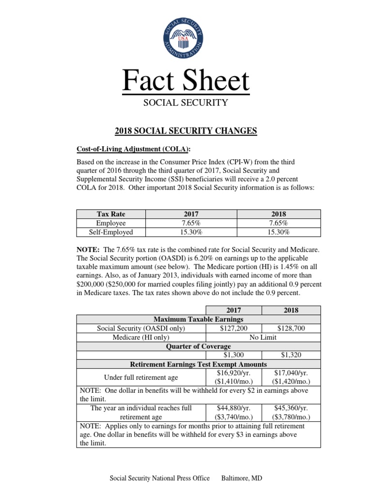 Social Security COLA | PDF | Social Security (United States ...