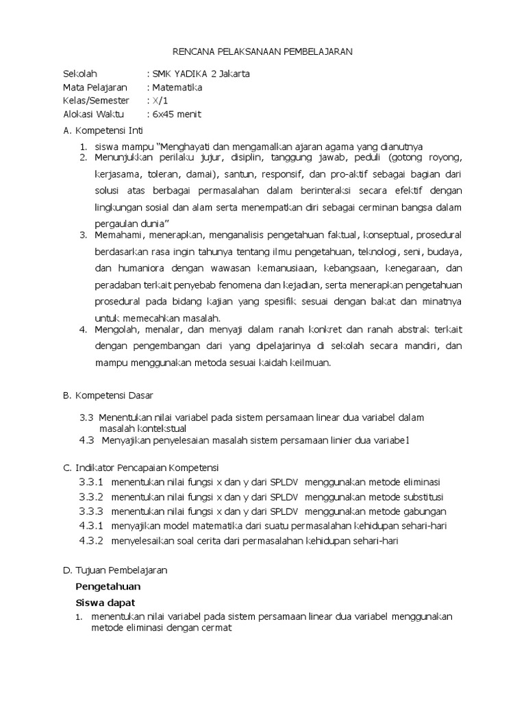 Contoh RPP K13 Revisi | PDF