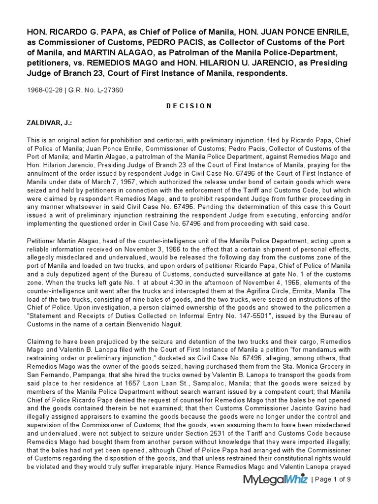Ricardo Papa vs. Remedios Mago Case | PDF | Search And Seizure | Search ...