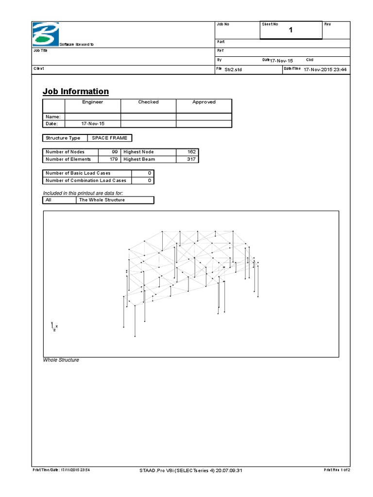 Job Information: Engineer Checked Approved Name: Date: Structure Type ...