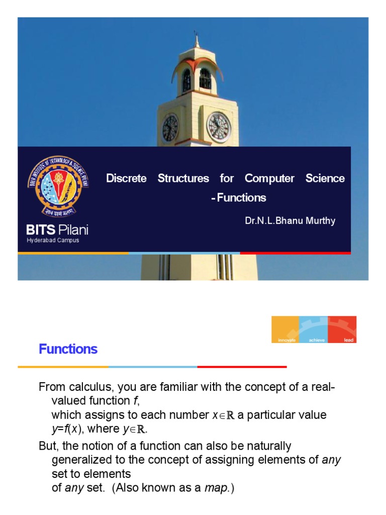 BITS Pilani: Discrete Structures For Computer Science - Functions | PDF ...