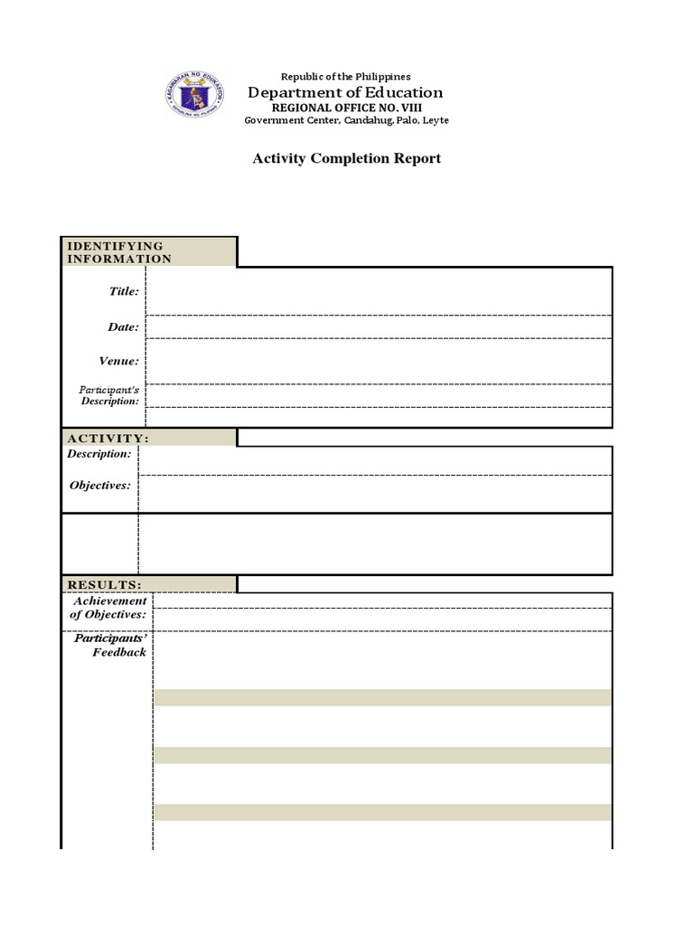 Activity Completion Report | PDF