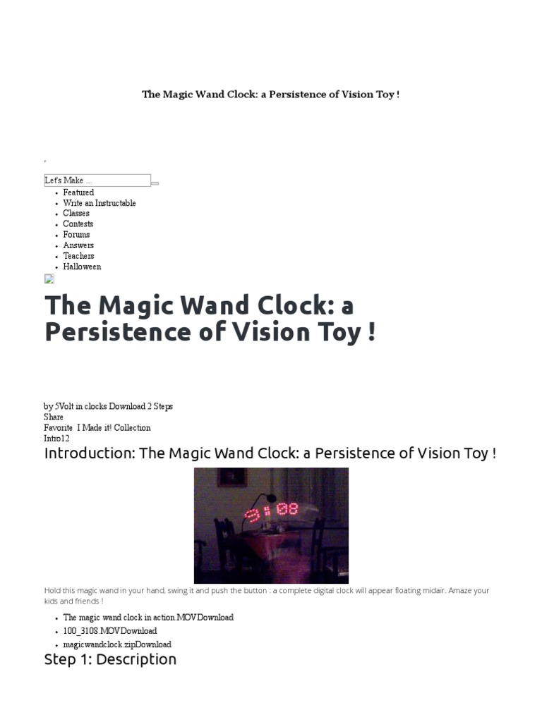 The Magic Wand Clock - A Persistence of Vision Toy ! As PDF | PDF ...