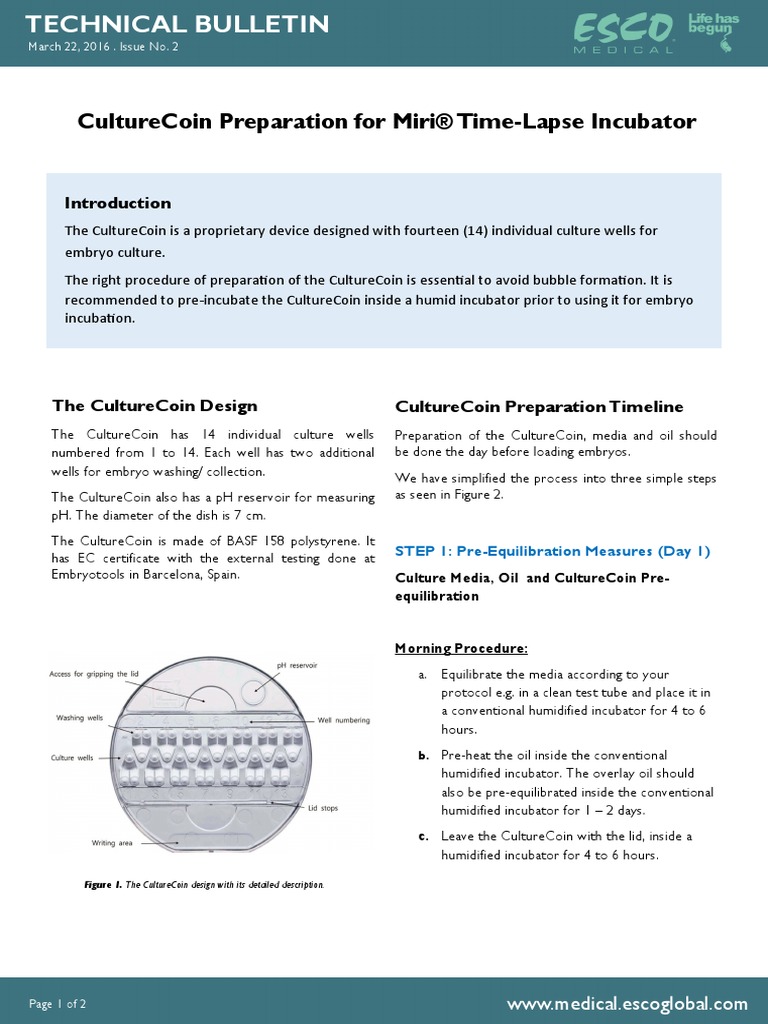 CultureCoin Preparation Procedure For Miri Time-Lapse Incubator | PDF ...