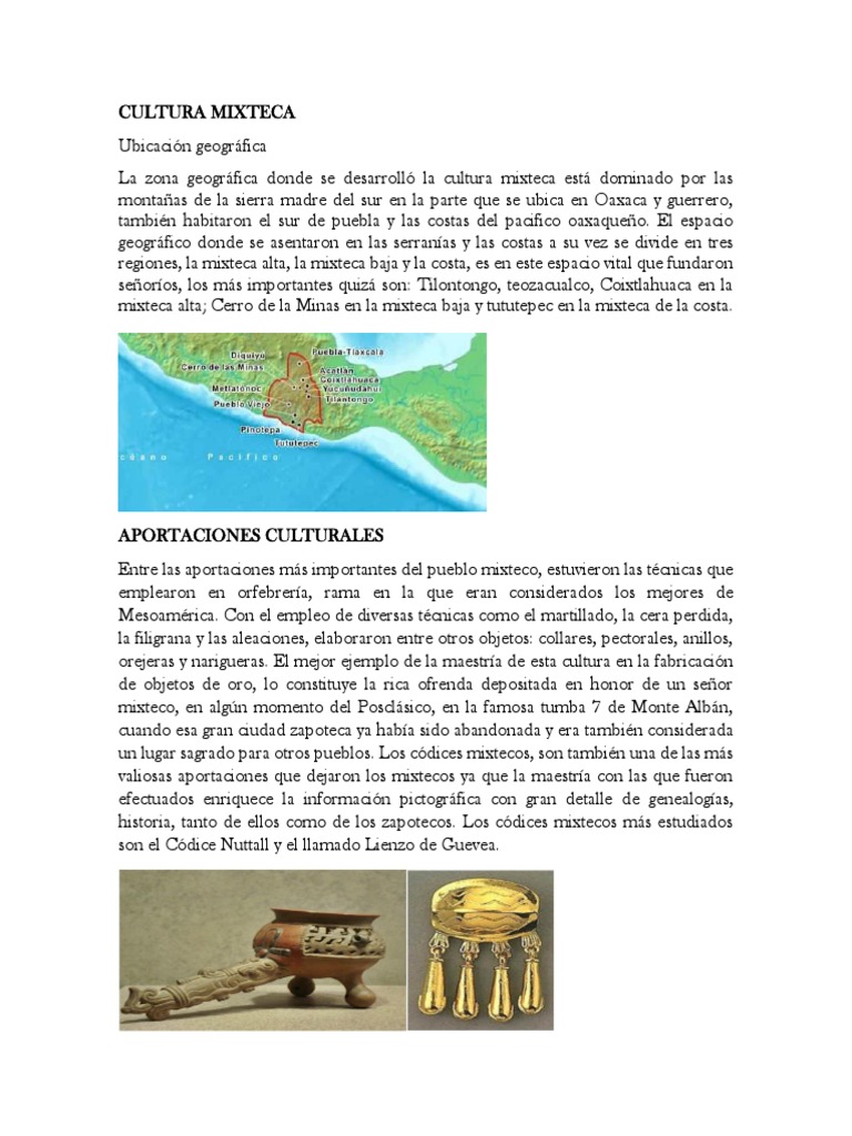 Aportaciones y religión de la cultura mixteca | PDF | Cultura (general ...