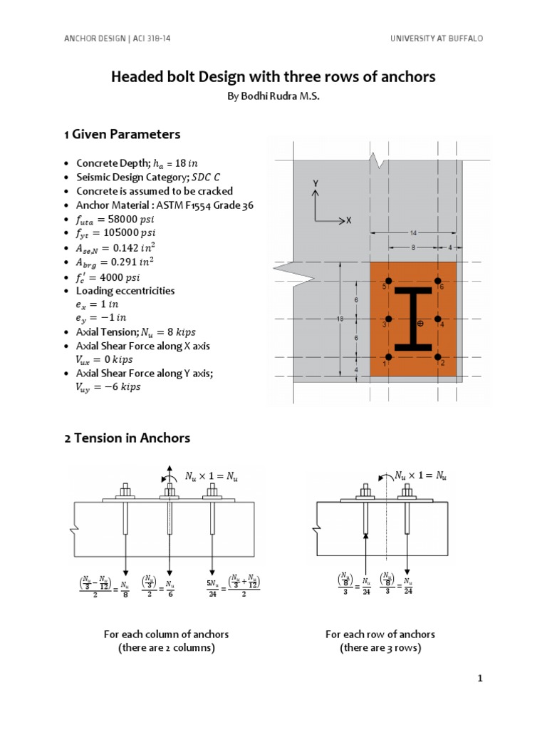 ACI 318-14 Anchor Bolt Design Example | PDF | Strength Of Materials ...