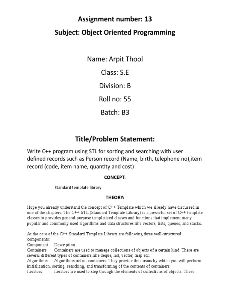 Assignment 13 | PDF | Array Data Structure | C++