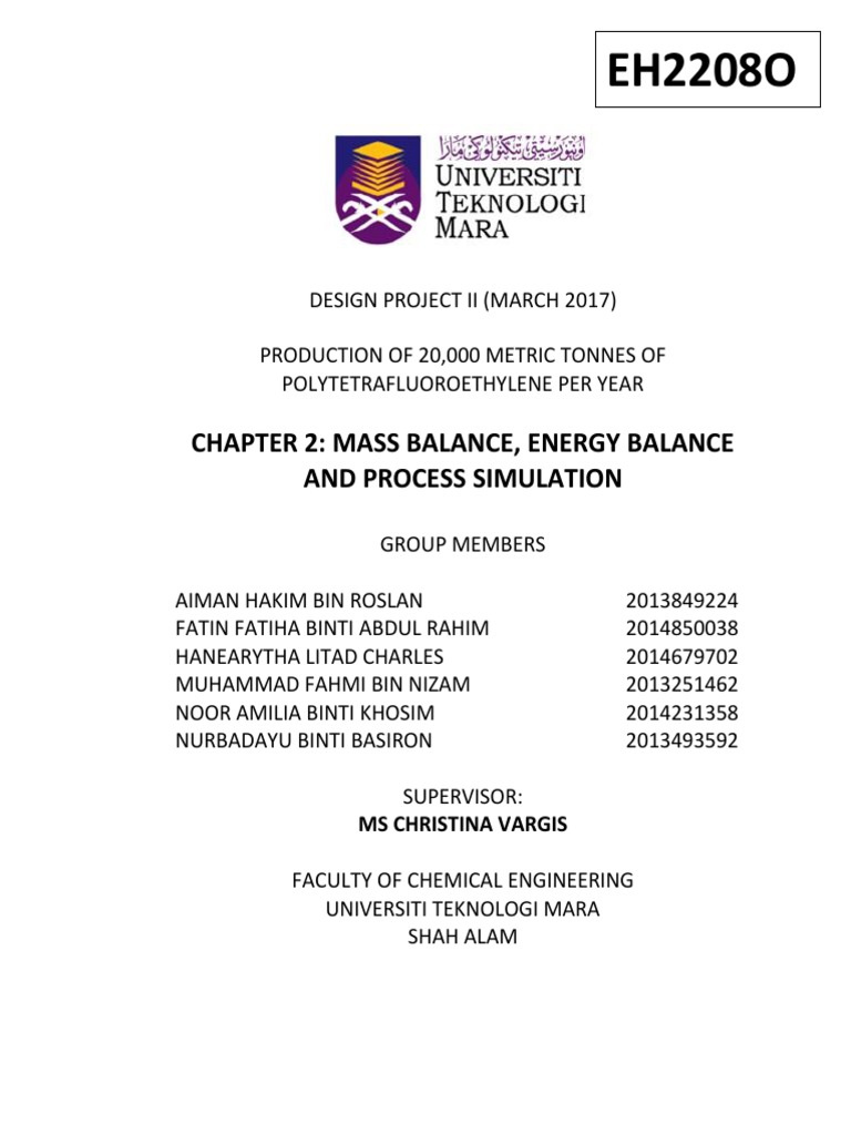 Chapter 2 - Mass Balance, Energy Balance and Process Simulation | PDF ...