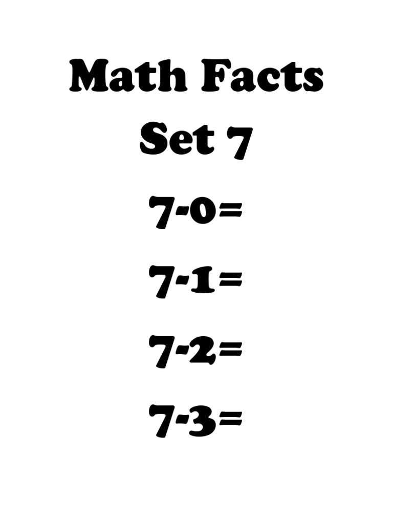 Math Facts Set 7 For Board | PDF