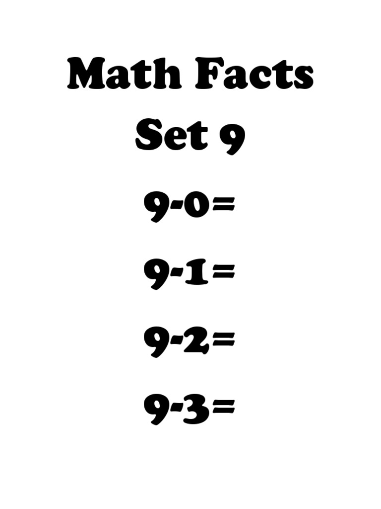Math Facts: Subtraction Set 9 | PDF