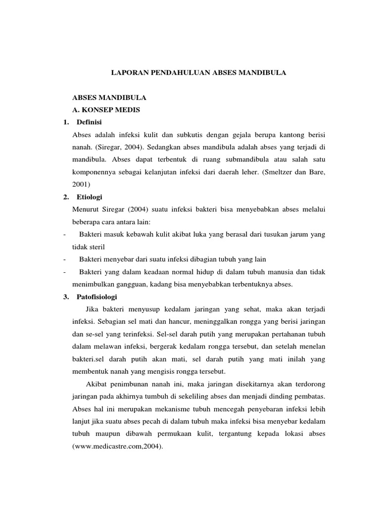 Laporan Pendahuluan Abses Mandibula | PDF
