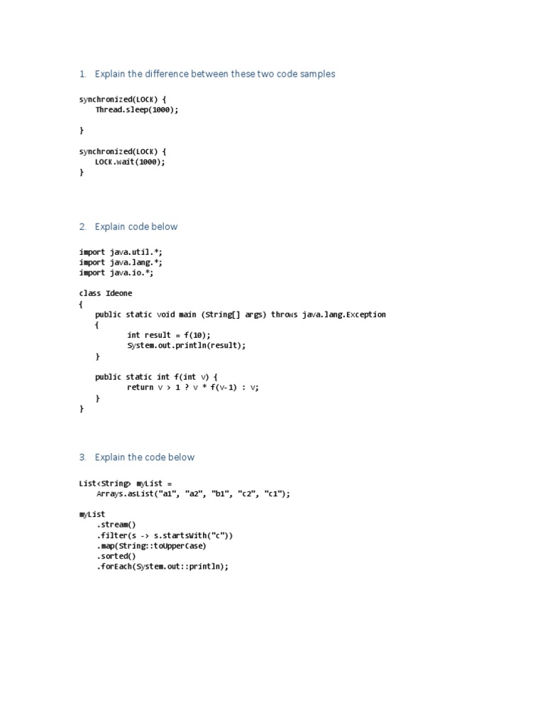 Explain The Difference Between These Two Code Samples | PDF