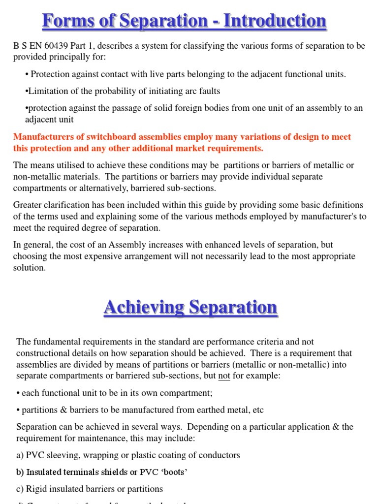 Forms of Separation in Switchboards | PDF | Polyvinyl Chloride | Metals