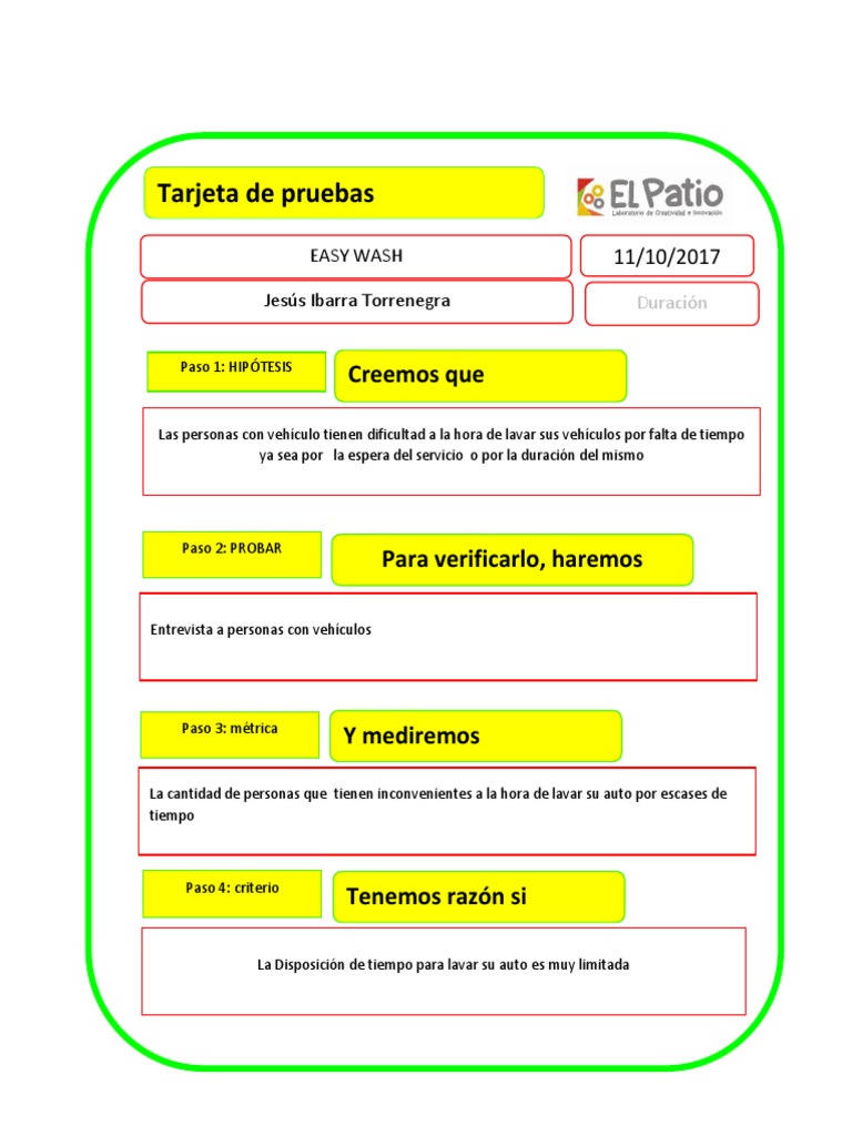 Formato Tarjeta de Prueba y Aprendizaje | PDF