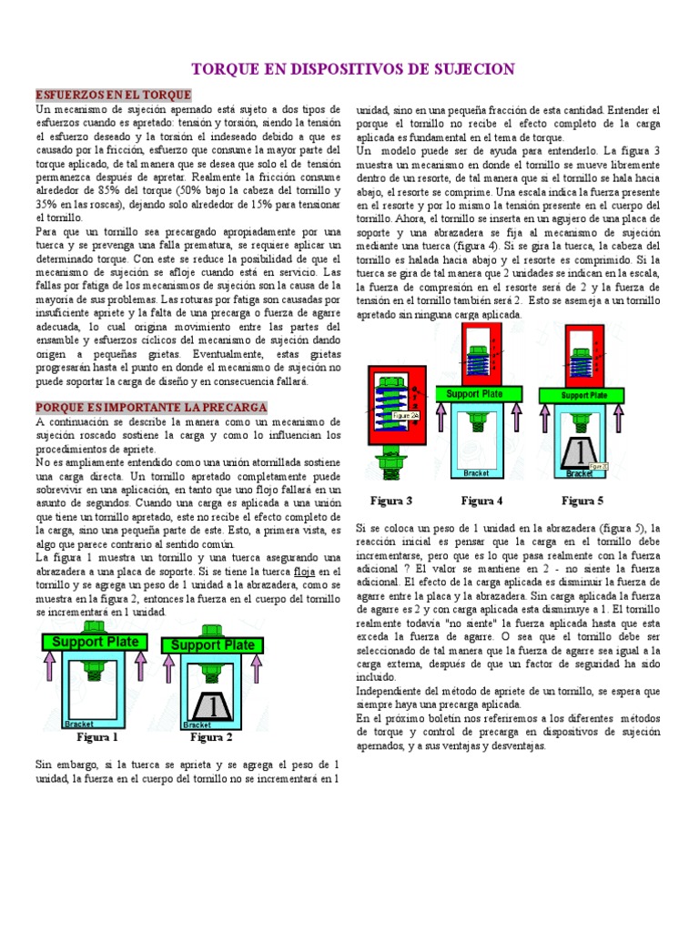 Torque en Dispositivos de Sujeción | PDF | Tornillo | Fatiga (material)