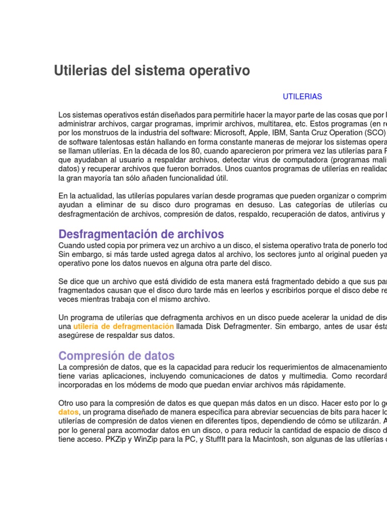 Utilerias Del Sistema Operativo | PDF | Middleware | Lenguaje de programación