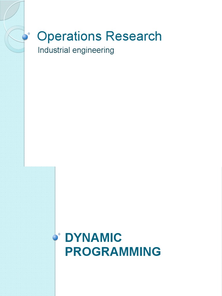 Dynamic Programming in Optimization | PDF | Operations Research ...