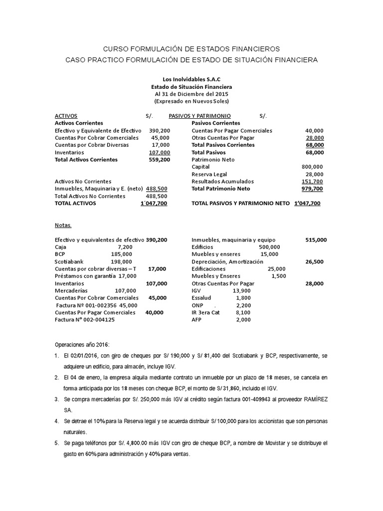 Caso Practico Formulacion de Eeff | PDF | Compartir (Finanzas) | Contabilidad