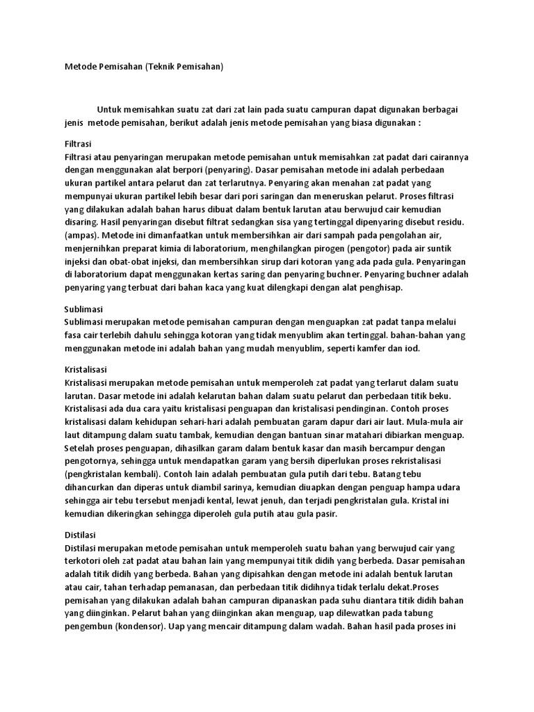 Metode Pemisahan | PDF