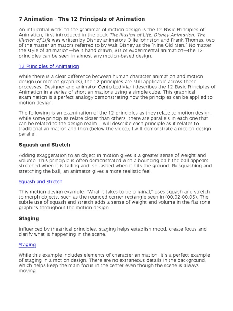 12 Principles of Animation Explained | PDF | Animation | Leisure