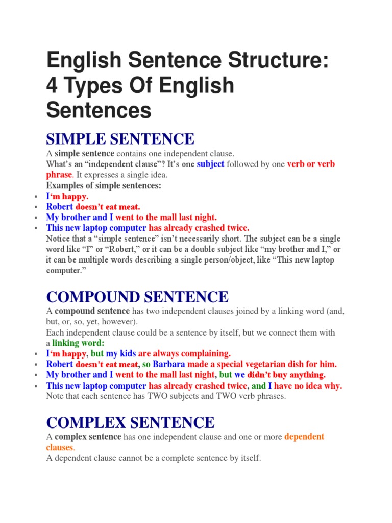 Sentence Structure | PDF | Sentence (Linguistics) | Semiotics