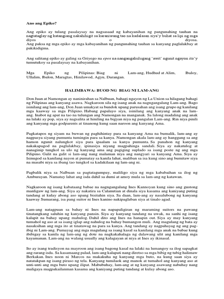 Ano Ang Epiko | PDF
