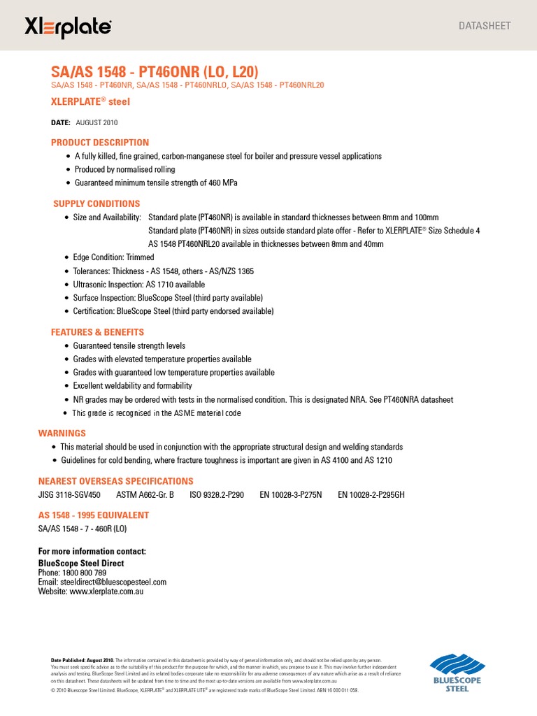 As1548 Pt46onrlo l20 August2010b | PDF | Structural Steel | Materials ...