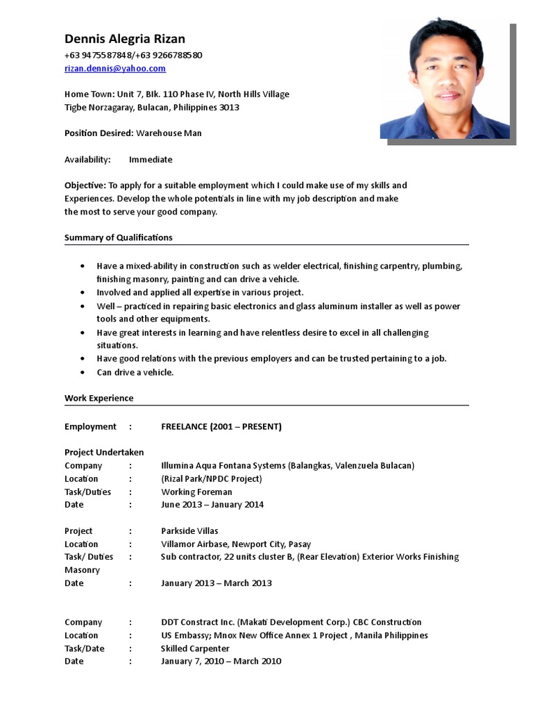 Dennis Alegria Rizan | PDF | Carpentry | Welding