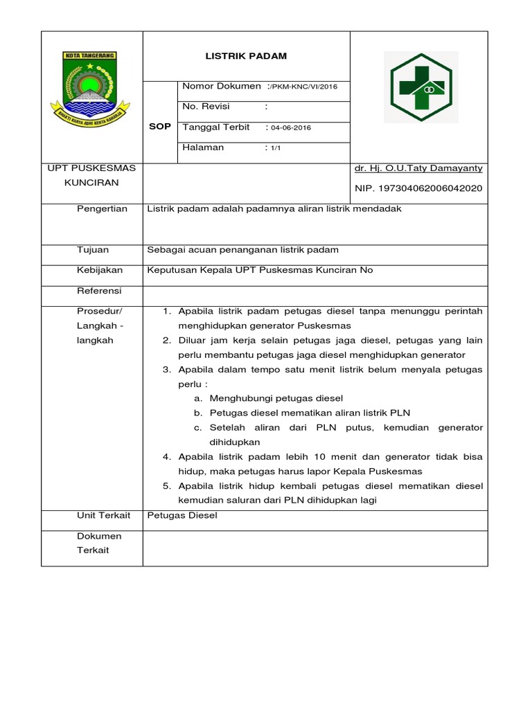 Sop Listrik Padam | PDF