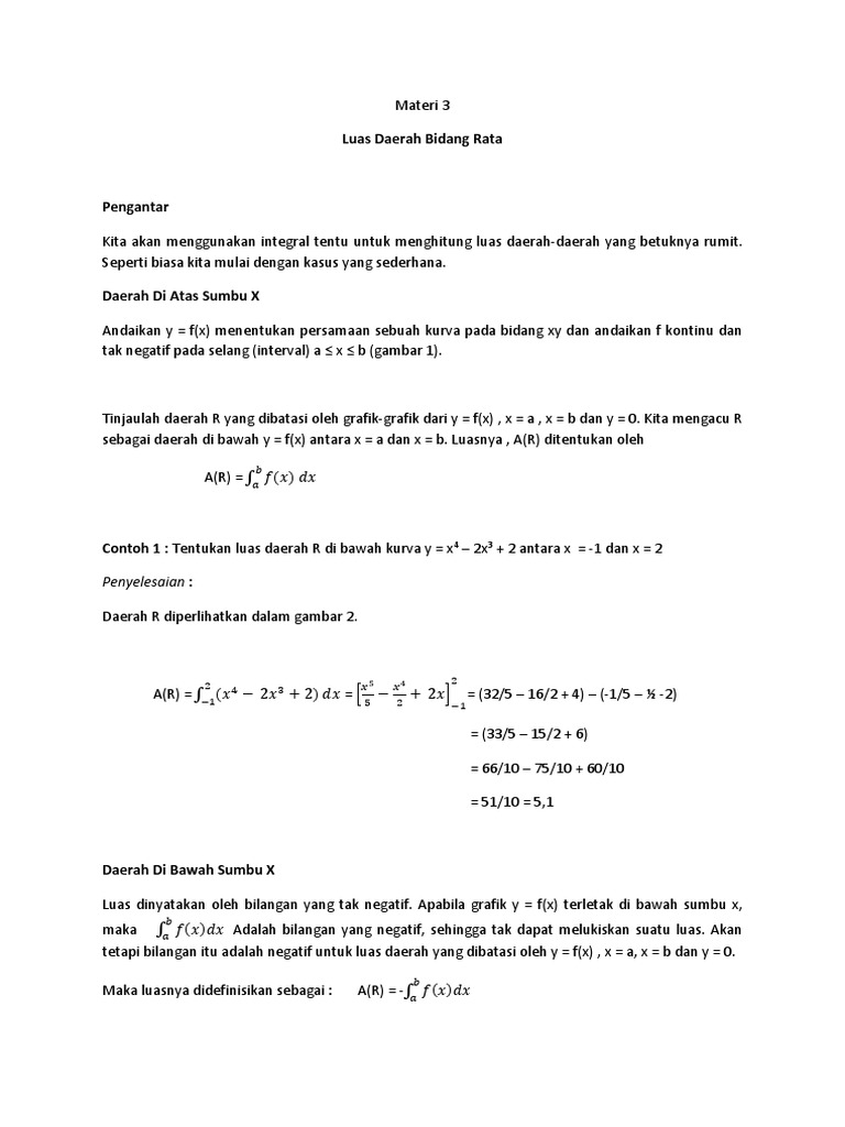 Materi 1b Luas Daerah Bidang Rata | PDF