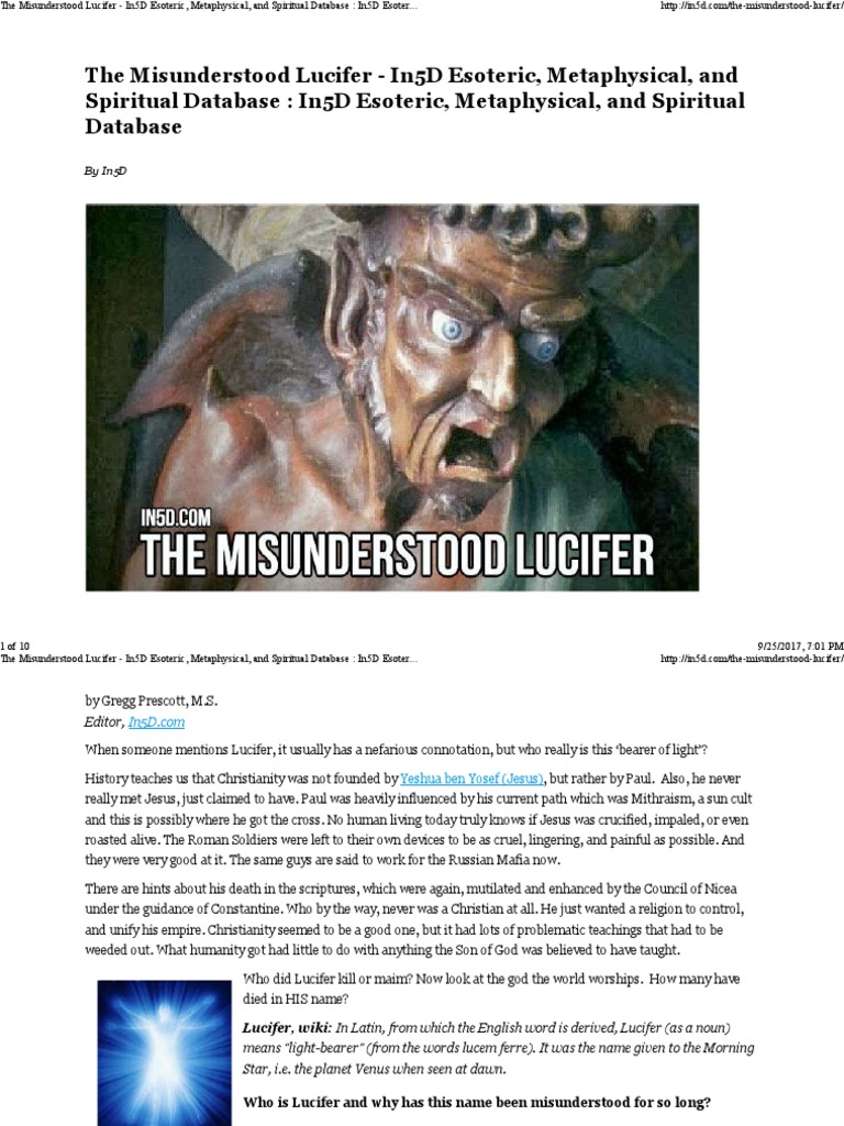The Misunderstood Lucifer - In5D Esoteric, Metaphysical, and Spiritual ...