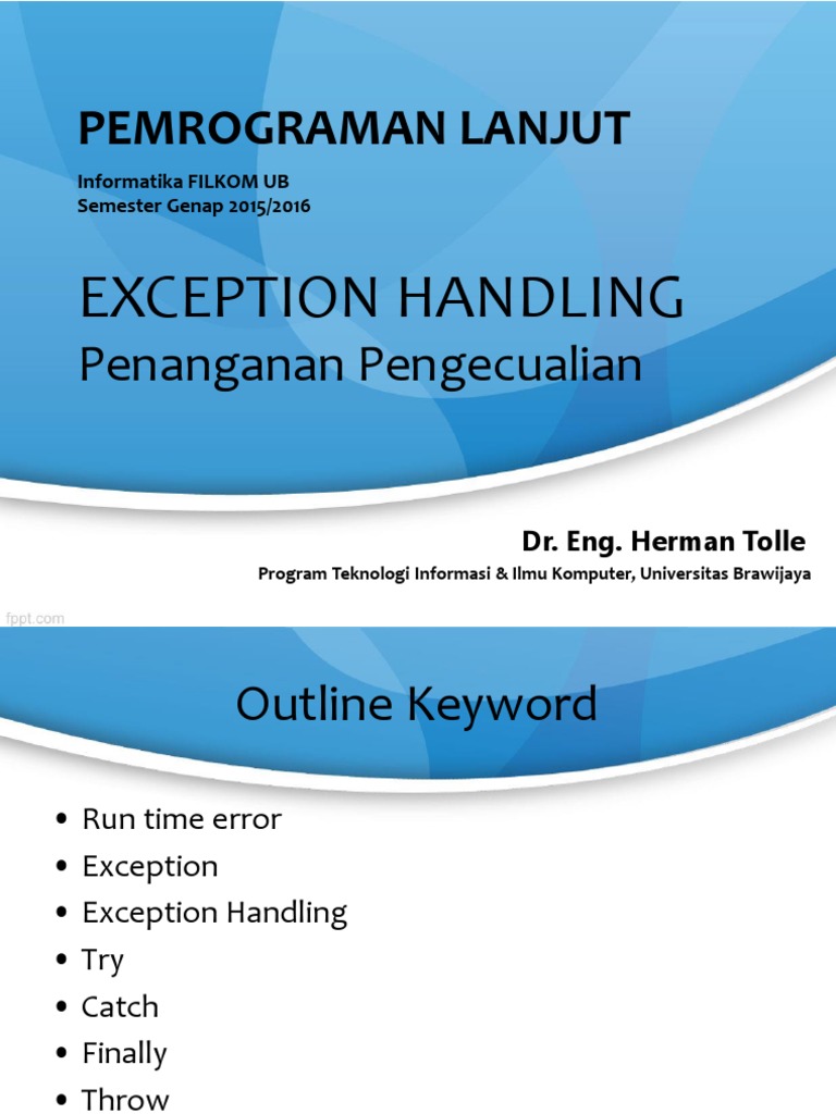 Pl 09 Exceptionhandling Pdf Java Programming Language Computer Programming 