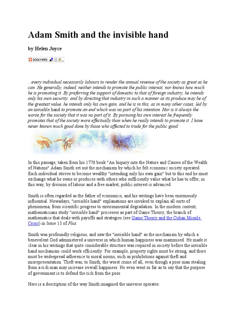 Adam Smith's Invisible Hand Theory | PDF | Adam Smith | Free Market