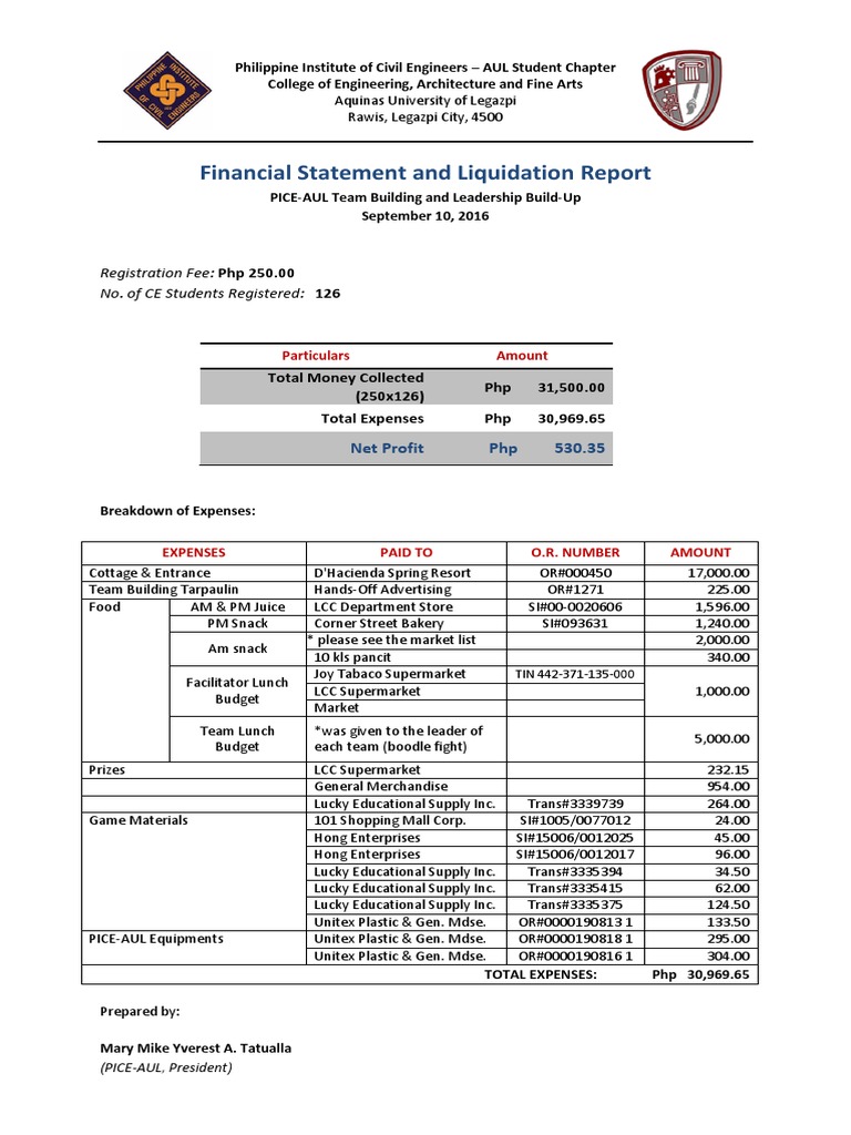 PICE-AUL 2016 Financial Report | PDF | Supermarket | Retailing