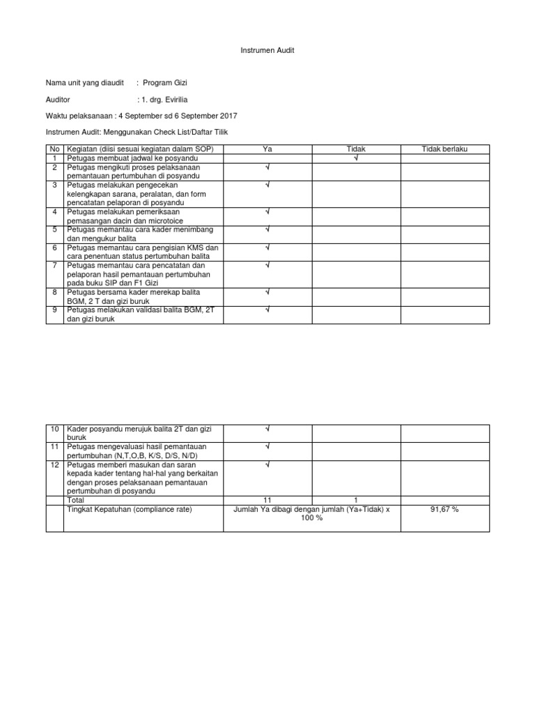 Instrumen Audit Internal Ukm | PDF