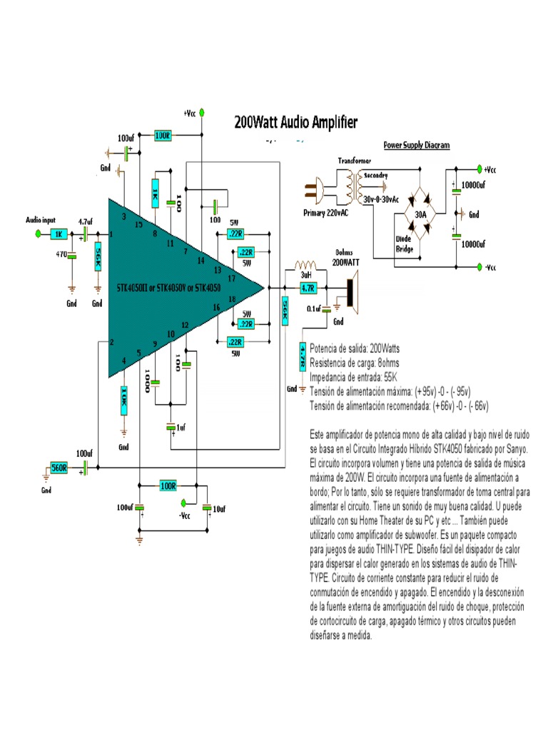 Amplificador Mono 200W STK4050 Sanyo | PDF