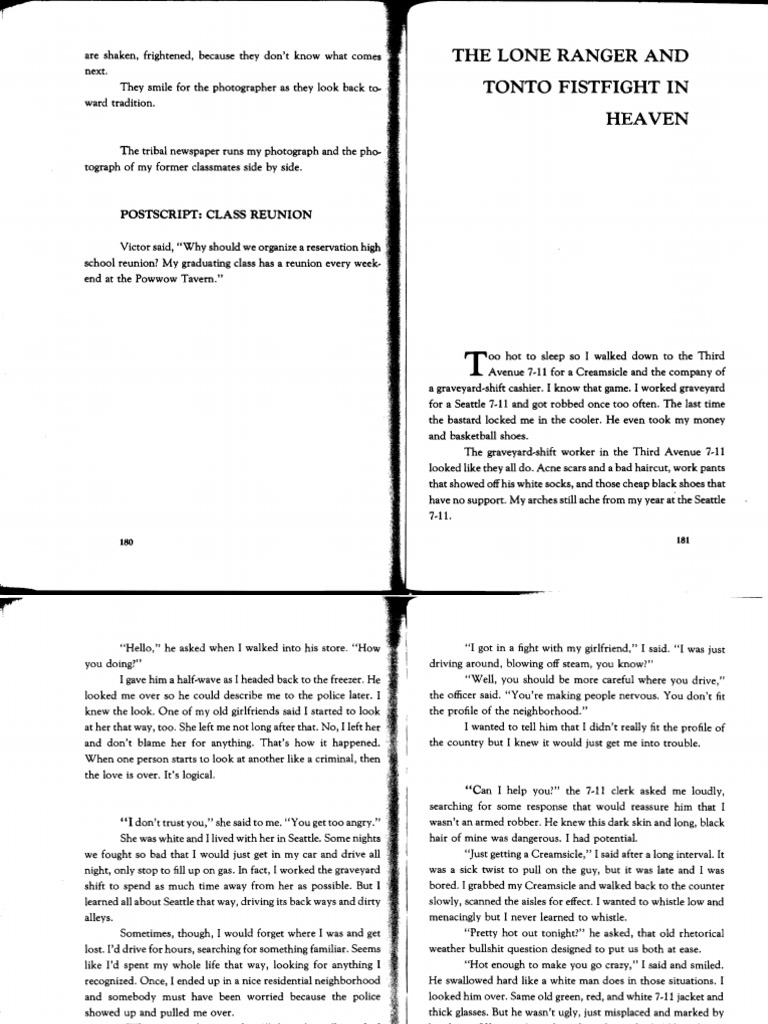 The Lone Ranger and Tonto Fistfight in Heaven: Postscript: Class ...