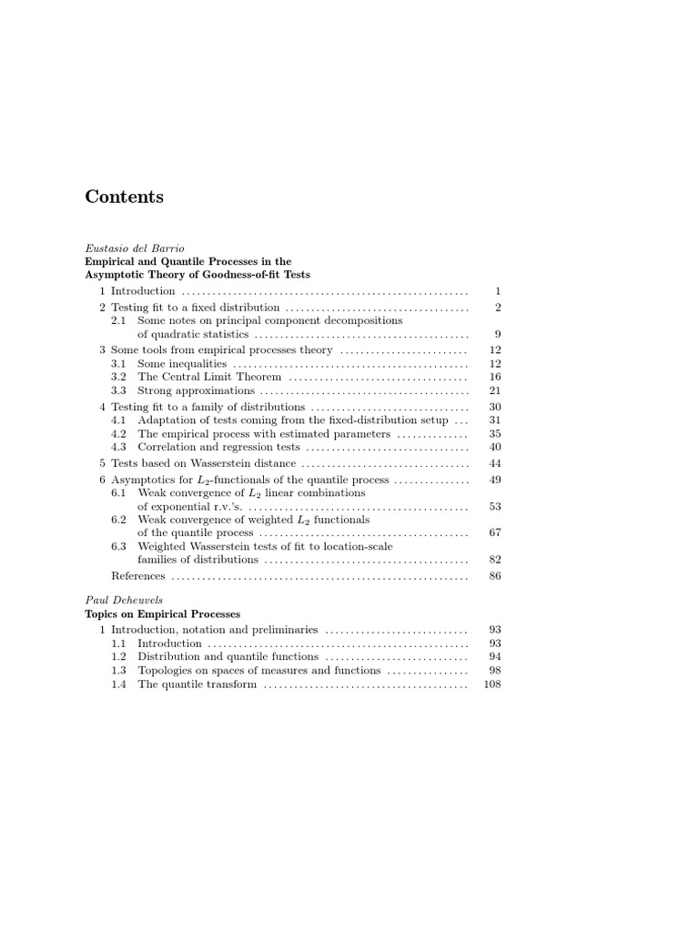 Eustasio Del Barrio, Paul Deheuvels, Sara Van de Geer Lectures On Empirical Processes Theory and ...