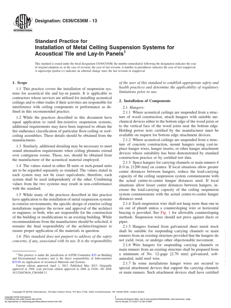 Astm C 636 | Ceiling | Lighting