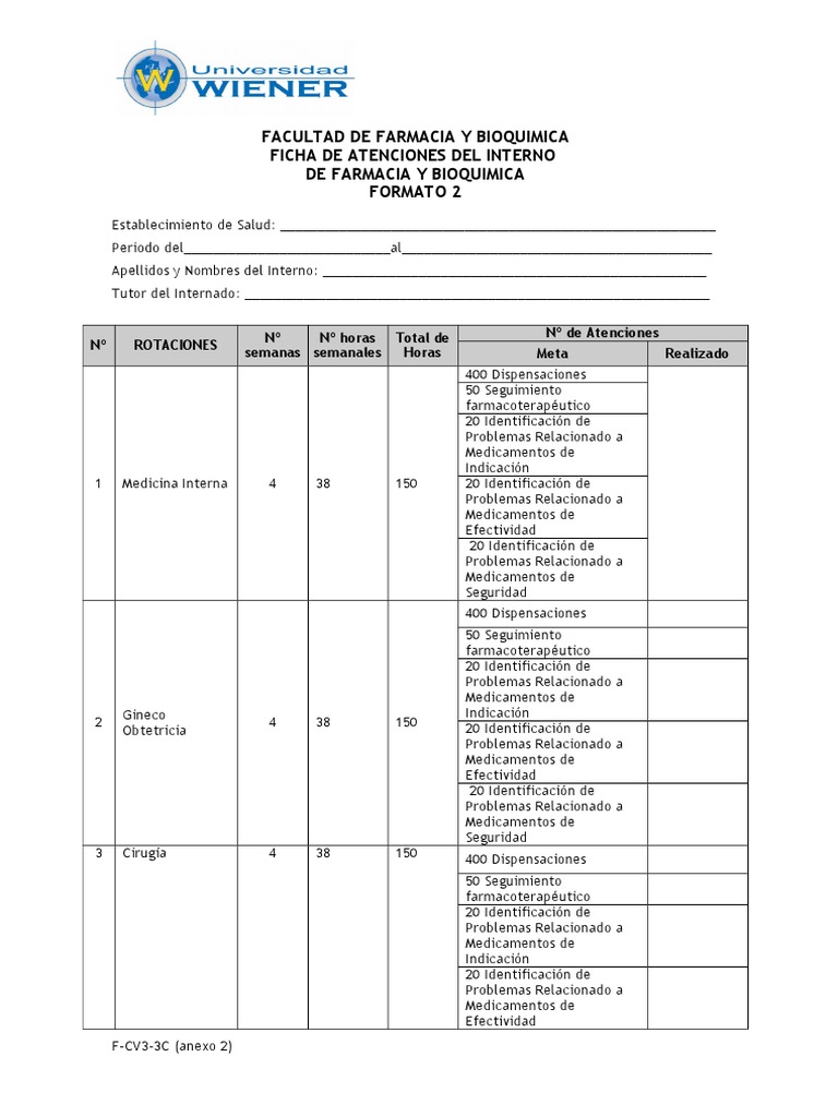 Formato 2 de Internado | PDF | Farmacia | Medicina