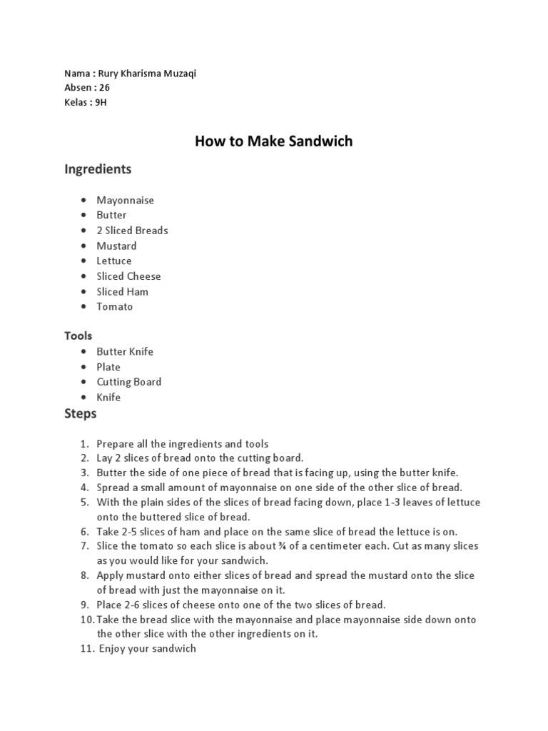 How To Make Sandwich | PDF | Sandwich | Breads