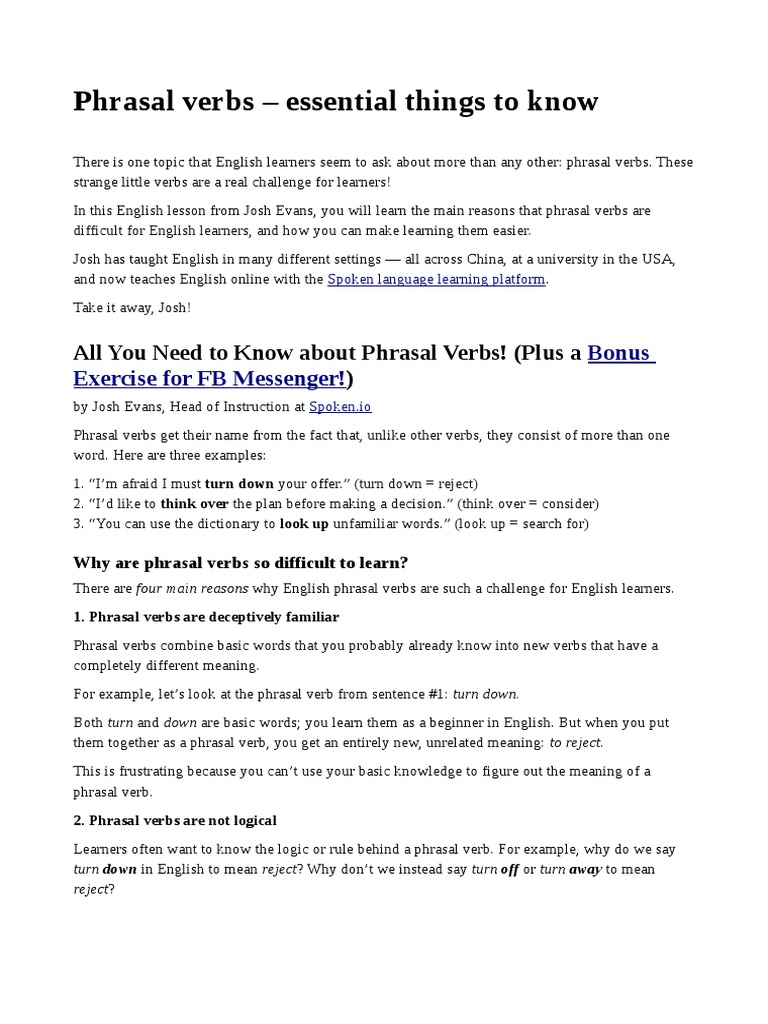 Phrasal Verbs Essential | PDF | Phrase | English Language