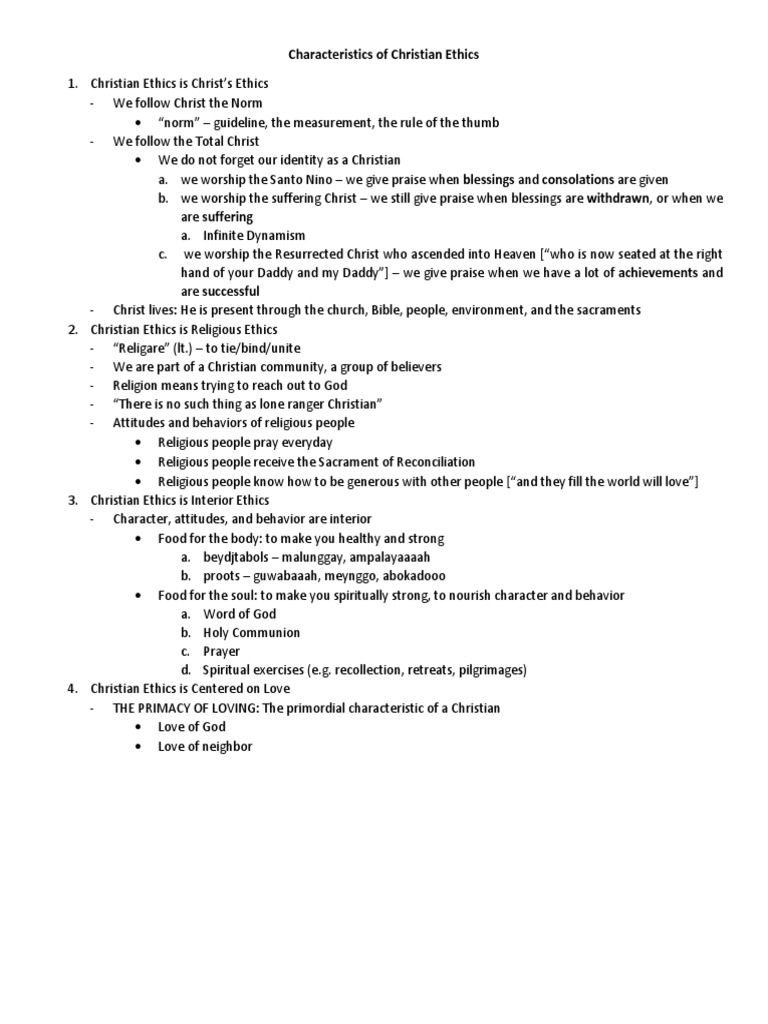 Characteristics of Christian Ethics | PDF | Eucharist | Christian Ethics